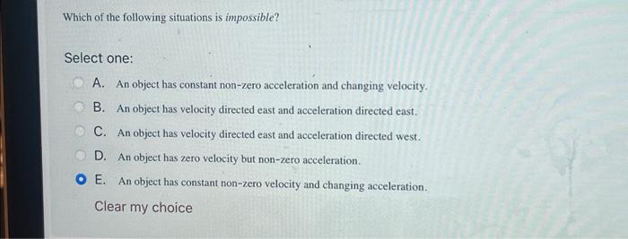 Solved Which of the following situations is impossible? | Chegg.com