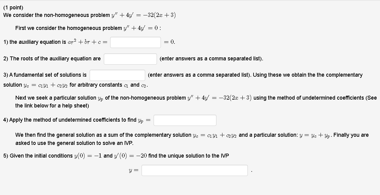 Solved (1 ﻿point)We consider the non-homogeneous problem | Chegg.com