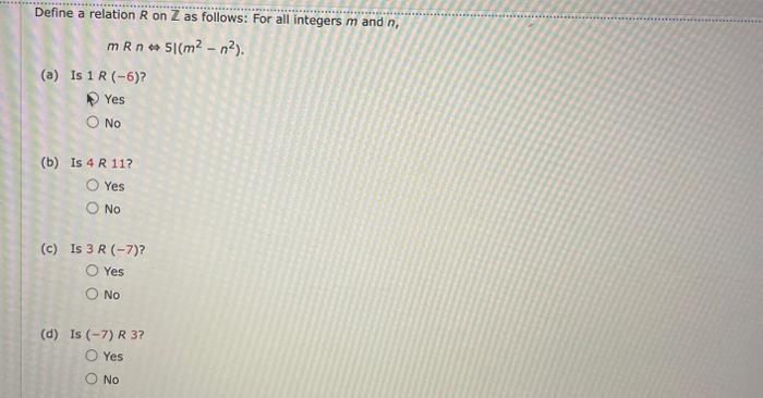 Solved Define a relation R on Z as follows: For all integers | Chegg.com