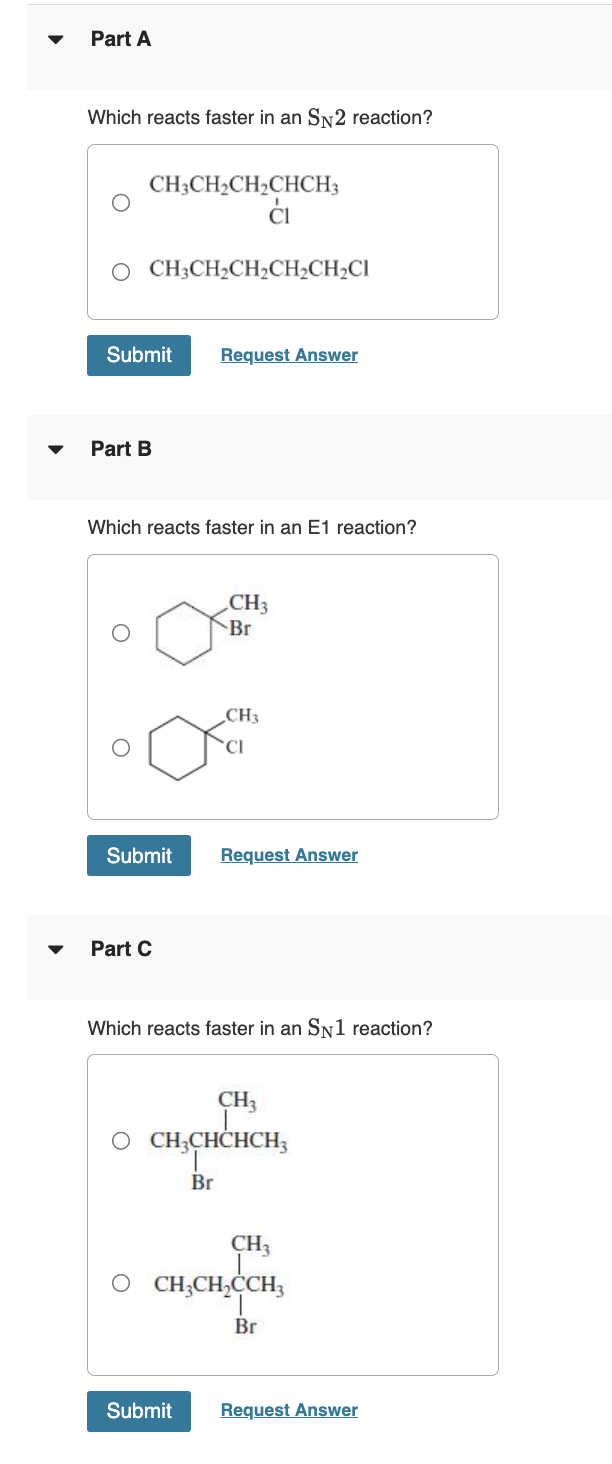 Solved Part AWhich reacts faster in an SN2 | Chegg.com