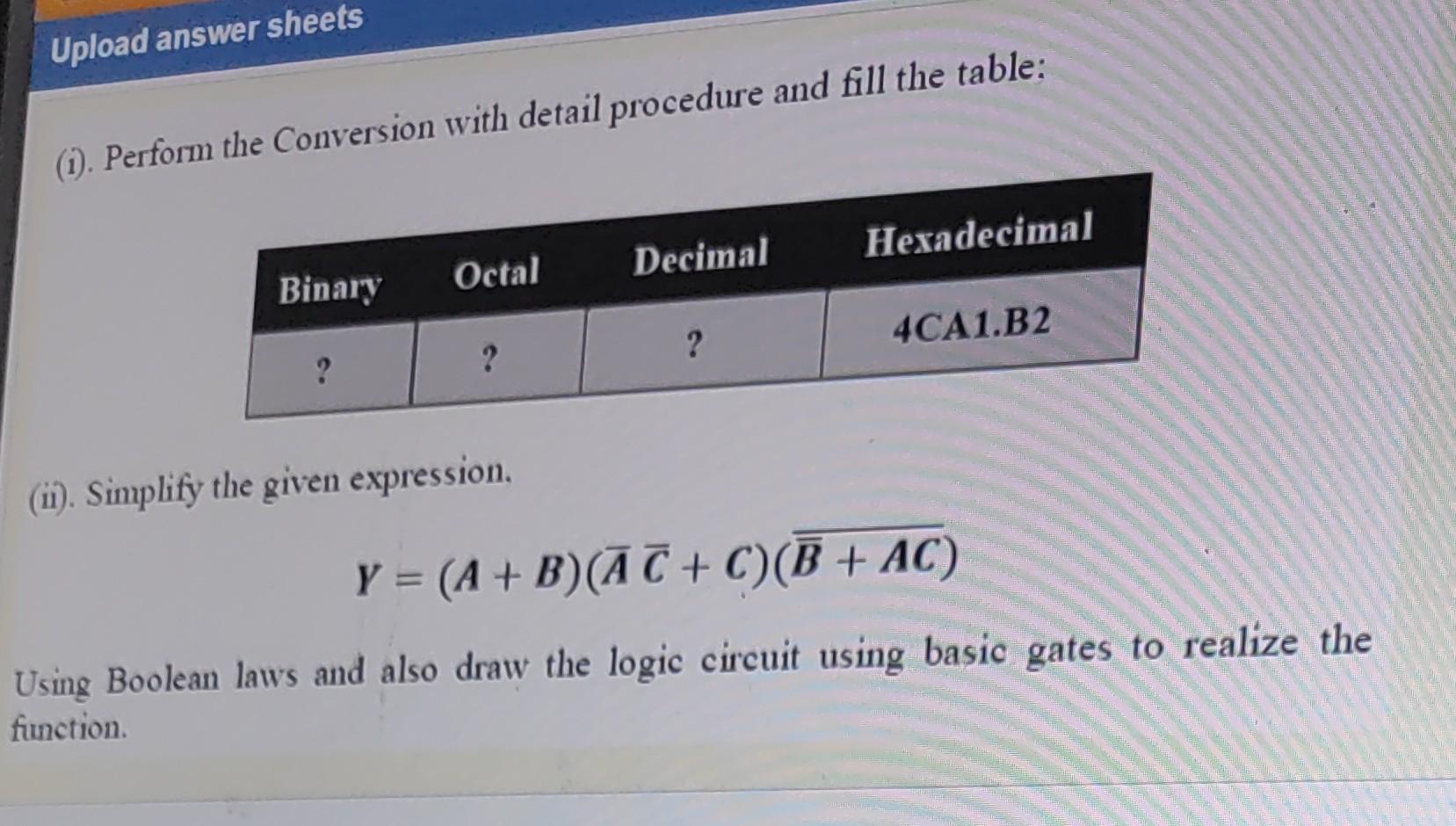Solved Upload answer sheets (1). Perform the Conversion with | Chegg.com
