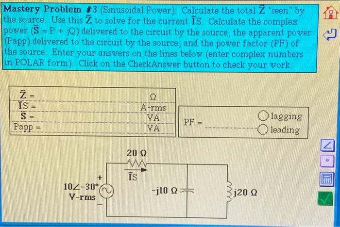 Solved Mastery Problem +3 (Sinusoidal Power) Calculate the | Chegg.com
