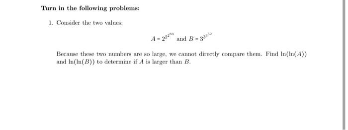 Solved Turn in the following problems: 1. Consider the two | Chegg.com