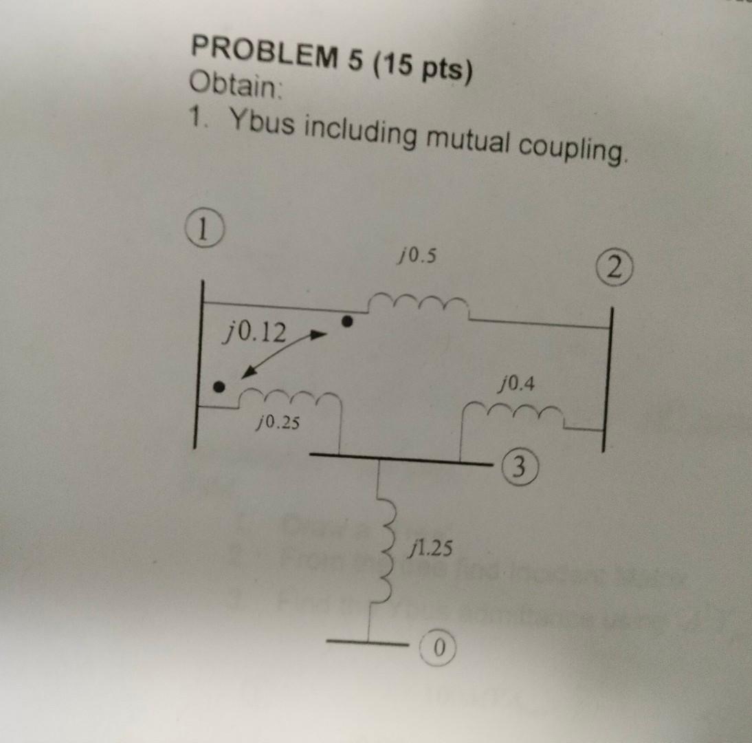 Solved PROBLEM 5 (15 pts) Obtain: 1. Ybus including mutual | Chegg.com