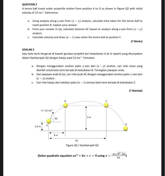 Solved QUESTION 2 A tennis ball travel under projectile | Chegg.com