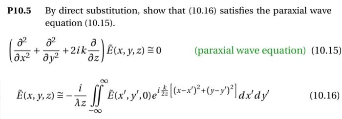 Solved P10.5 By direct substitution, show that (10.16) | Chegg.com