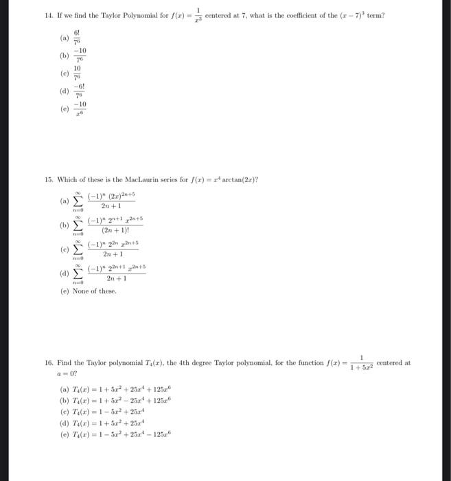 Solved 14. If we find the Taylor Polynomial for f(x)=x31 | Chegg.com