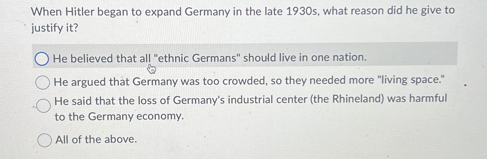Solved When Hitler began to expand Germany in the late 1930 | Chegg.com
