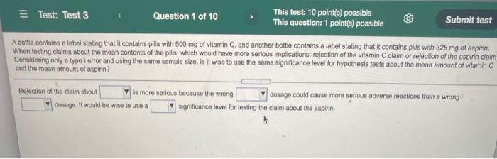 Solved Test: Test 3 Question 1 of 10 This test: 10 point(s) | Chegg.com