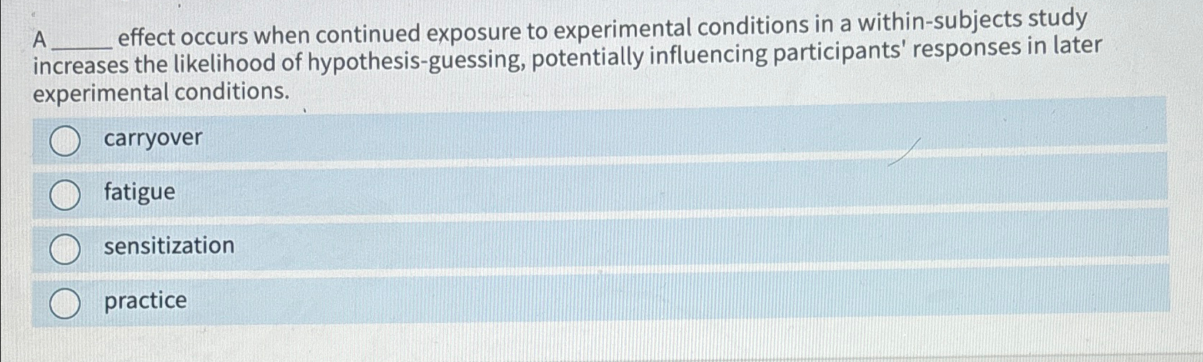Solved A q, ﻿effect occurs when continued exposure to | Chegg.com