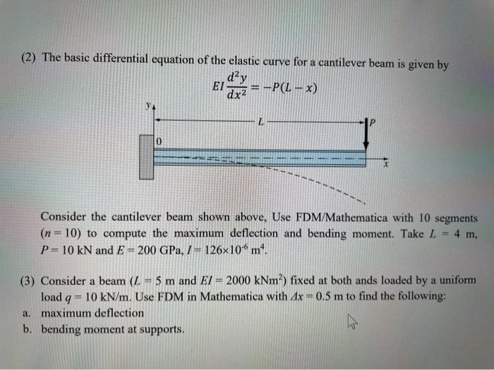 Solved (2) The basic differential equation of the elastic | Chegg.com