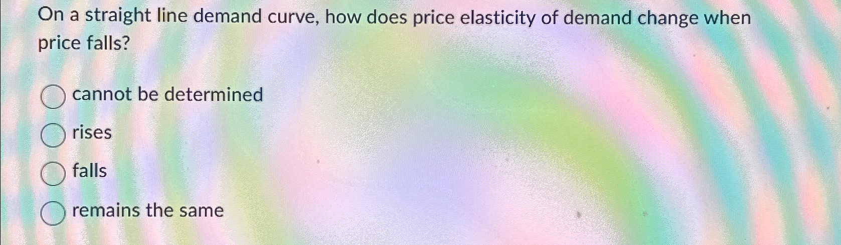 Solved On a straight line demand curve, how does price | Chegg.com