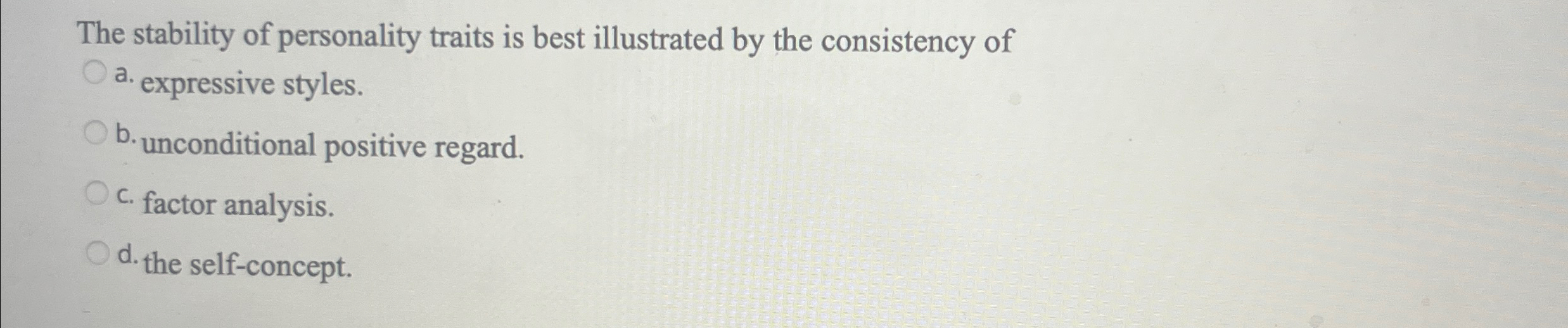 Solved The stability of personality traits is best | Chegg.com
