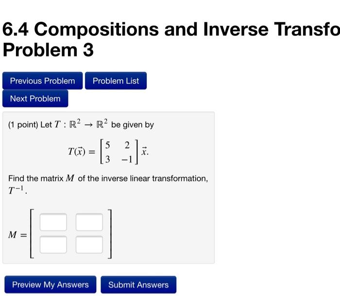 Solved 6.4 Compositions and Inverse Transfo Problem 3 | Chegg.com