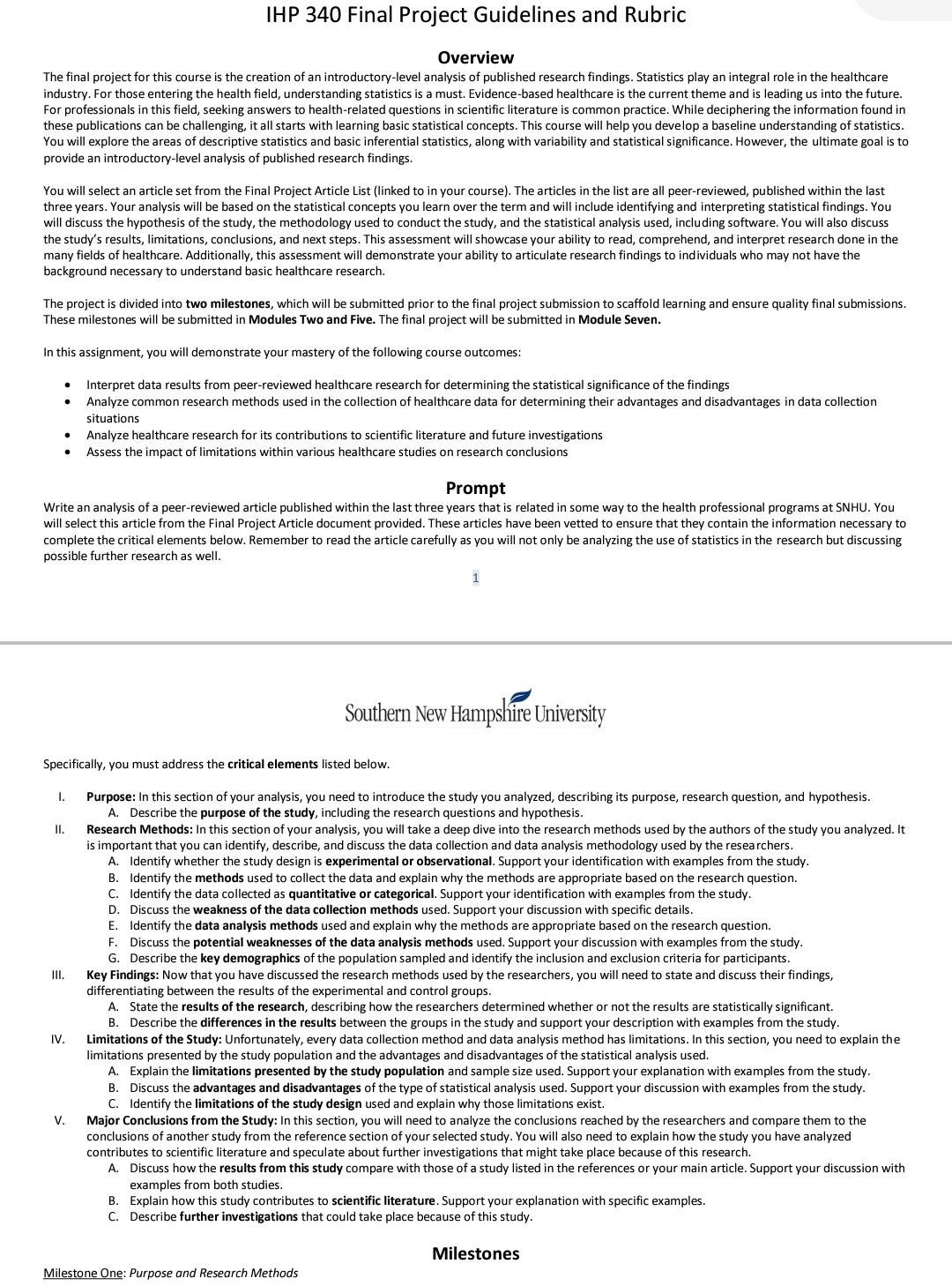 IHP 340 Final Project Guidelines and Rubric Overview | Chegg.com IHP 340 Final Project Guidelines and Rubric Overview | Chegg.com