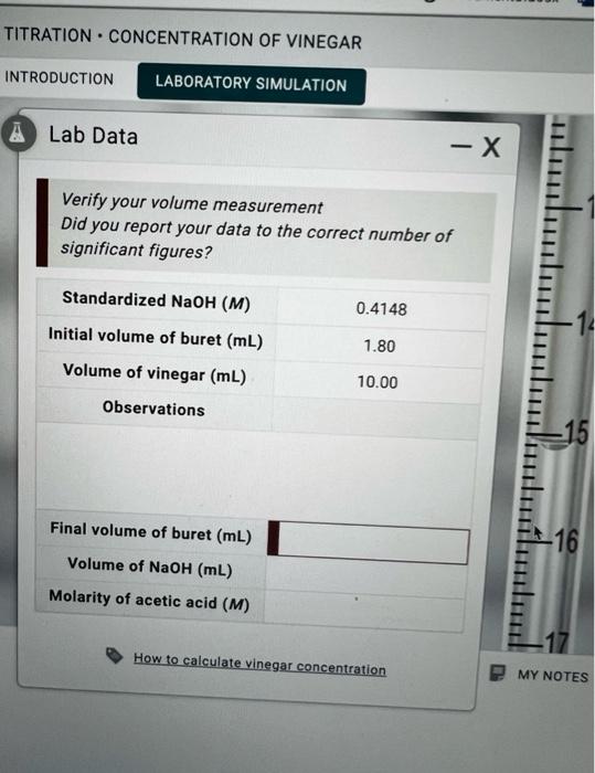 Solved Titration Concentration Of Vinegar Introduction