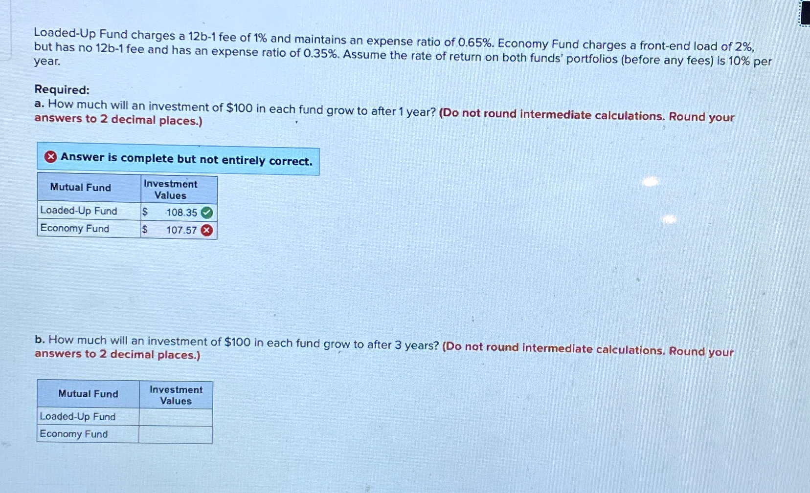 Solved Loaded-Up Fund charges a 12b-1 ﻿fee of 1% ﻿and | Chegg.com