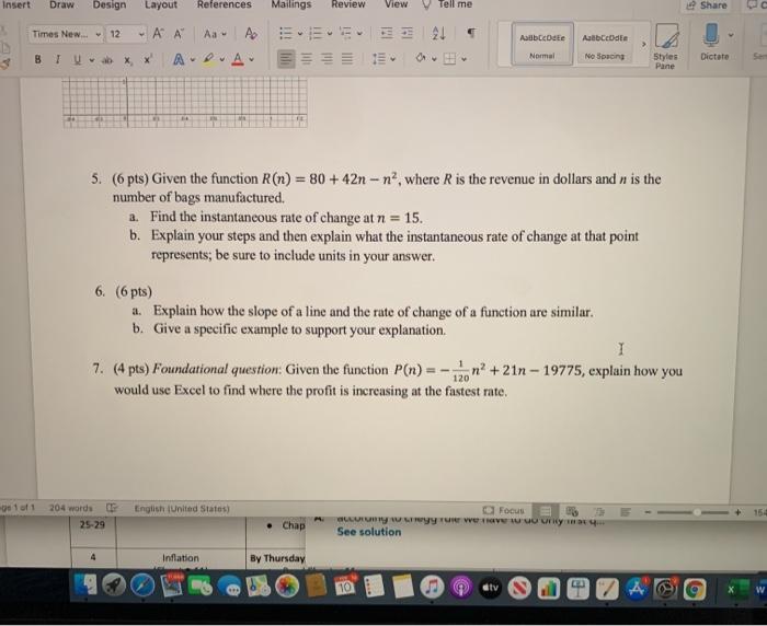 Solved Insert Draw Design Layout References Mailings Review | Chegg.com