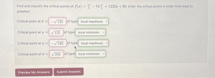 Solved Find and classify the critical points of | Chegg.com