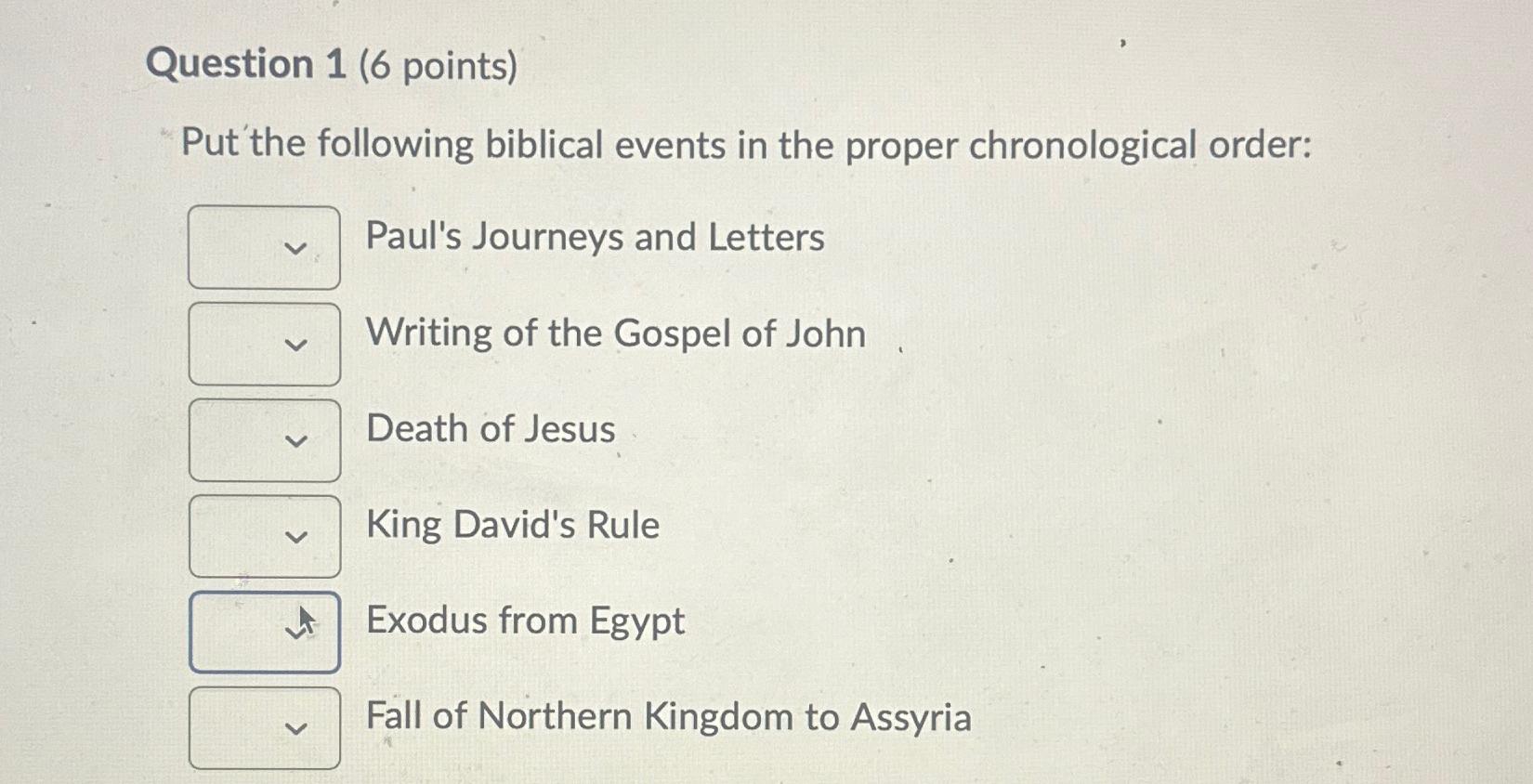 Solved Question 1 (6 ﻿points)Put the following biblical | Chegg.com