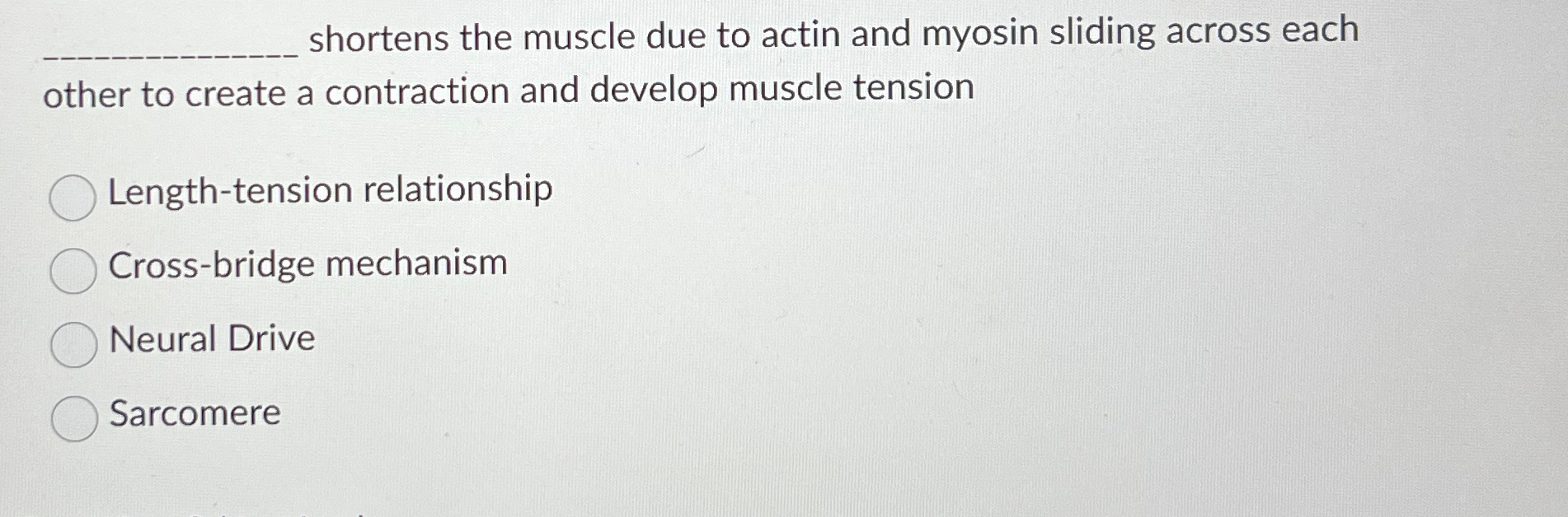 Solved q, ﻿shortens the muscle due to actin and myosin | Chegg.com