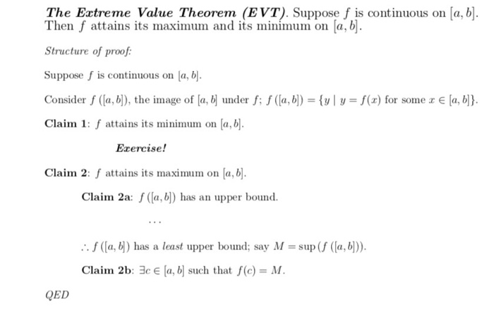 Solved The Extreme Value Theorem (EVT). Suppose f is | Chegg.com