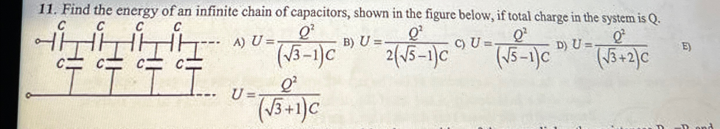 Solved Find the energy of an infinite chain of capacitors, | Chegg.com