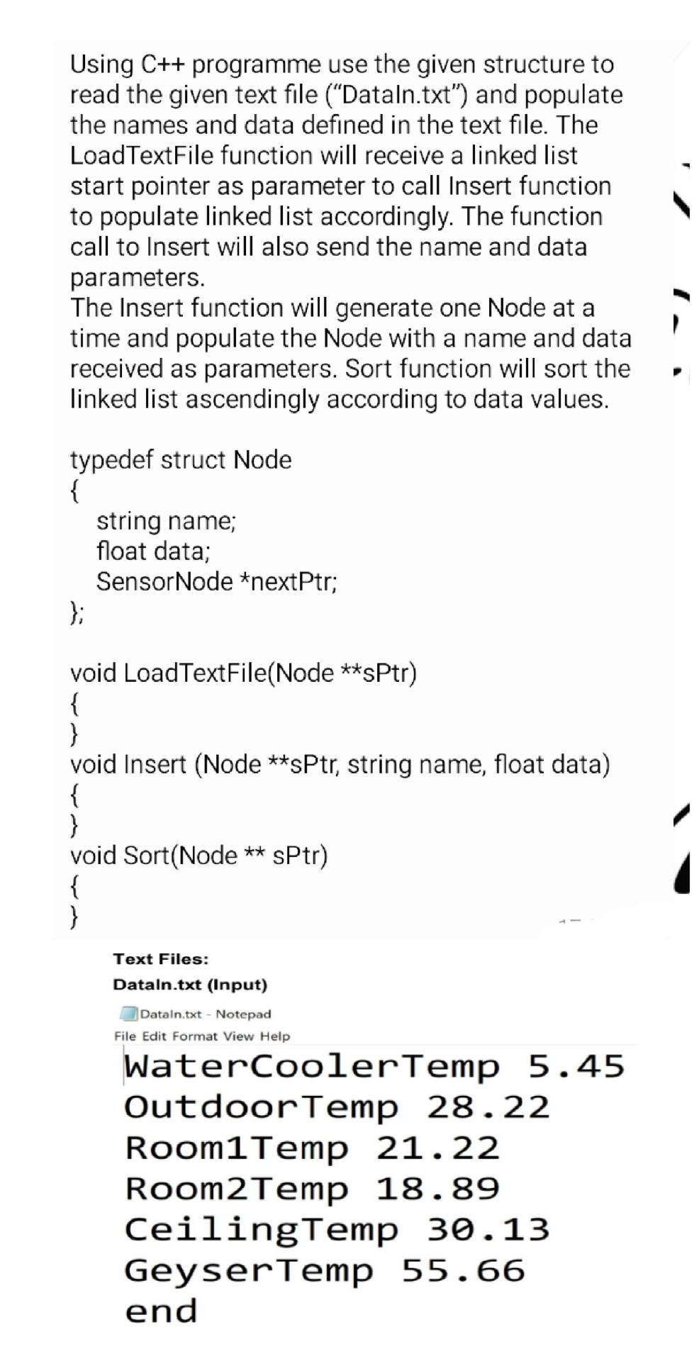 Solved Using C++ programme use the given structure to read | Chegg.com