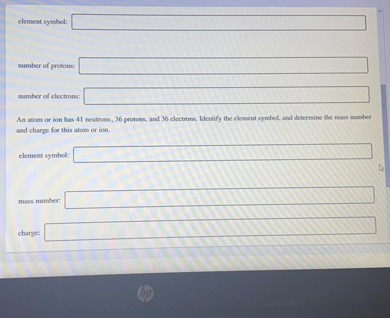 Solved element symbol: number of protons: number of | Chegg.com