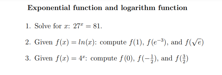 Solved Exponential function and logarithm functionSolve for | Chegg.com