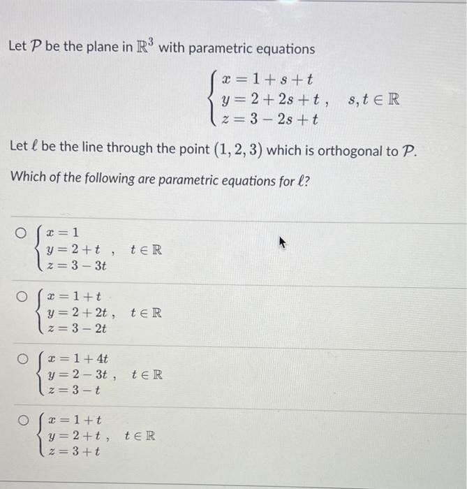 Solved Let P be the plane in R3 with parametric equations | Chegg.com