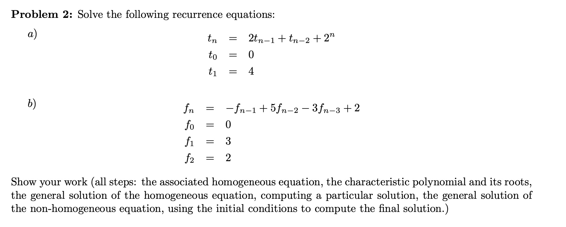 Solved Show your work (all steps: the associated homogeneous | Chegg.com