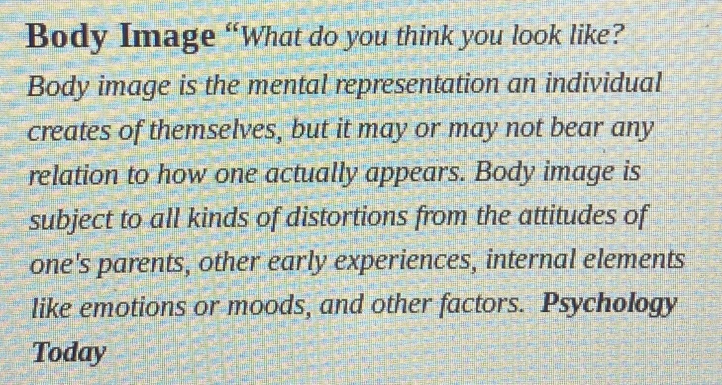 Solved Body Image "What do you think you look like?Body | Chegg.com