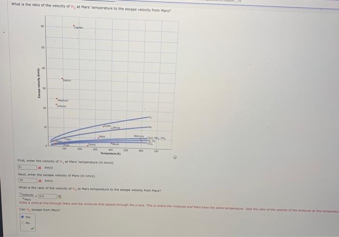 Solved What is the ratio of the velocity of H2 at Mars' | Chegg.com