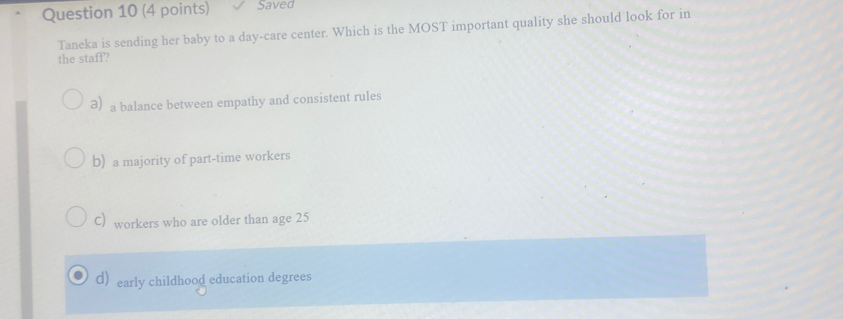 Solved Question 10 (4 ﻿points)SavedTaneka is sending her | Chegg.com