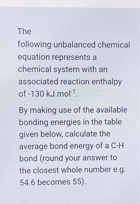 Solved The following unbalanced chemical equation represents | Chegg.com