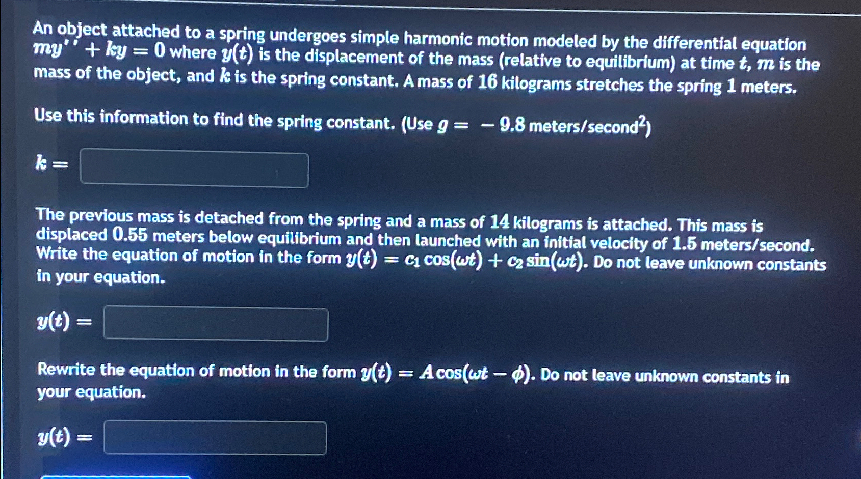 Solved An object attached to a spring undergoes simple | Chegg.com