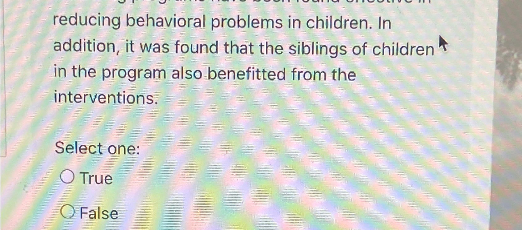 Solved reducing behavioral problems in children. In | Chegg.com