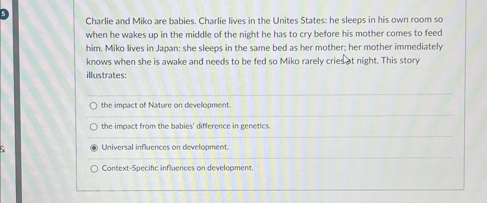 Solved Charlie and Miko are babies. Charlie lives in the | Chegg.com