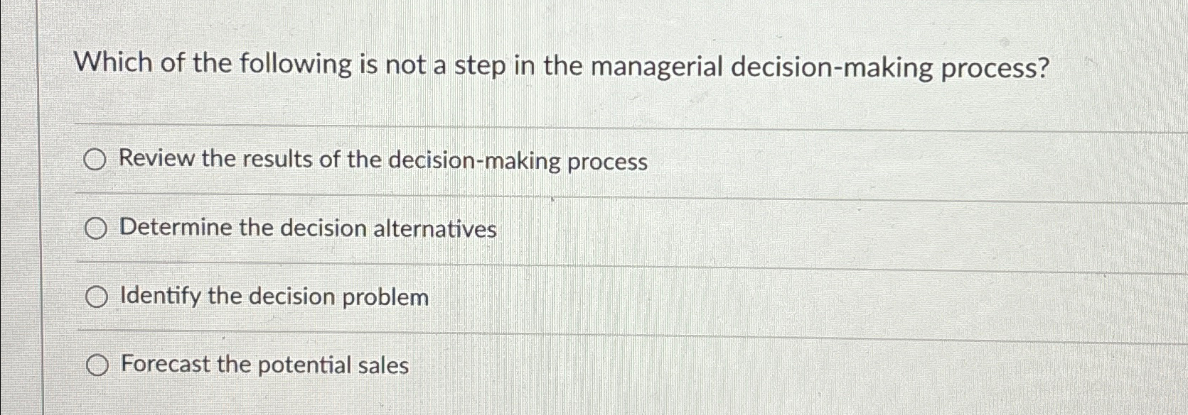 Solved Which of the following is not a step in the | Chegg.com