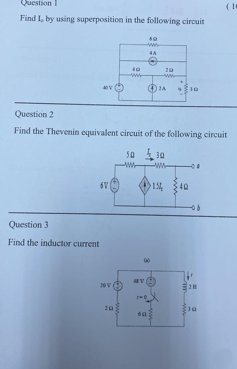 Solved Question 1Find I0 ﻿by using superposition in the | Chegg.com