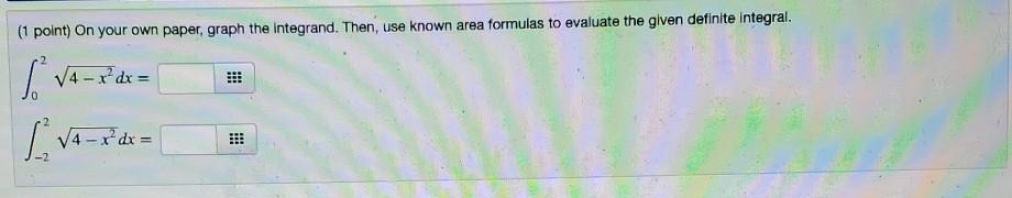 Solved (1 point) on your own paper, graph the integrand. | Chegg.com