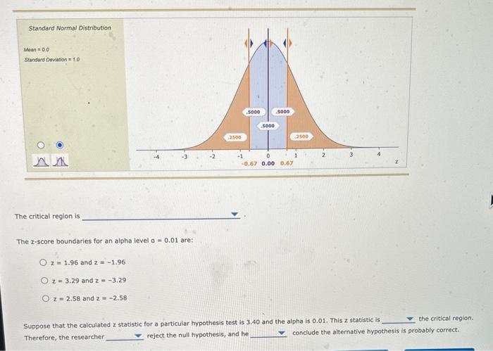 Solved Standard Normal Distribution Mean =0.0 Standoro | Chegg.com