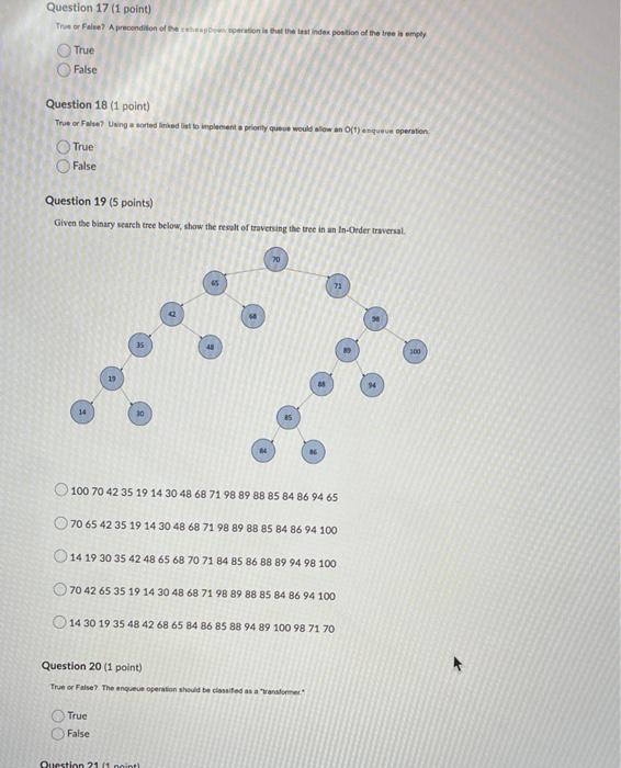 Solved Question 17 (1 point) True or False? A precondition | Chegg.com