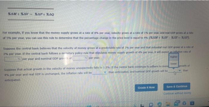 Solved The monetary policy rule and the velocity of moneyThe | Chegg.com