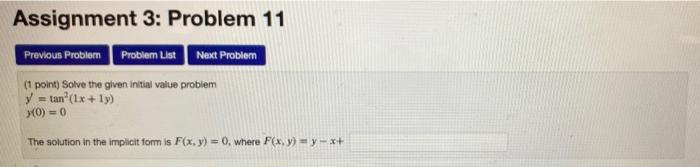 Solved Assignment 3: Problem 11 Previous Problem Problem | Chegg.com