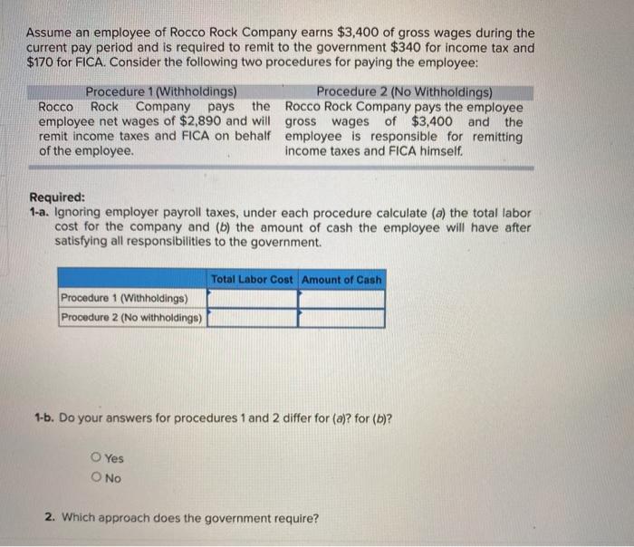Solved Assume an employee of Rocco Rock Company earns $3,400 | Chegg.com