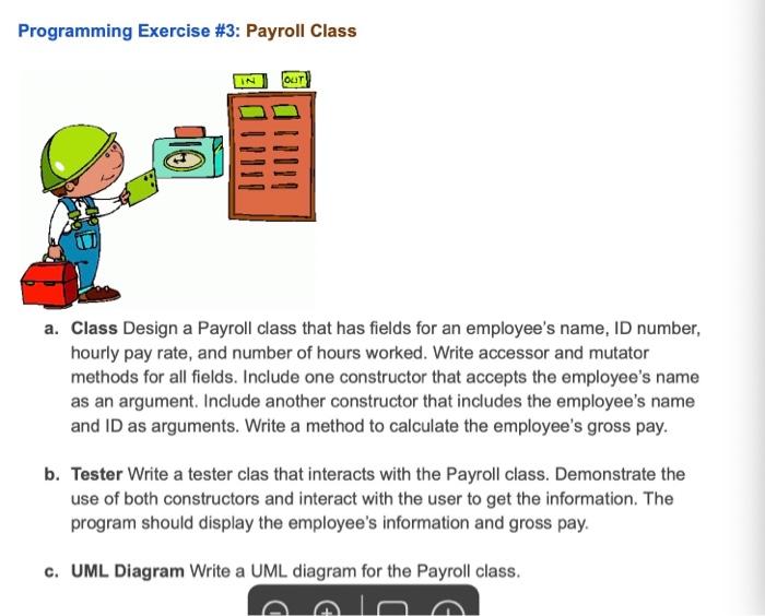 Solved Programming Exercise \#3: Payroll Class a. Class | Chegg.com