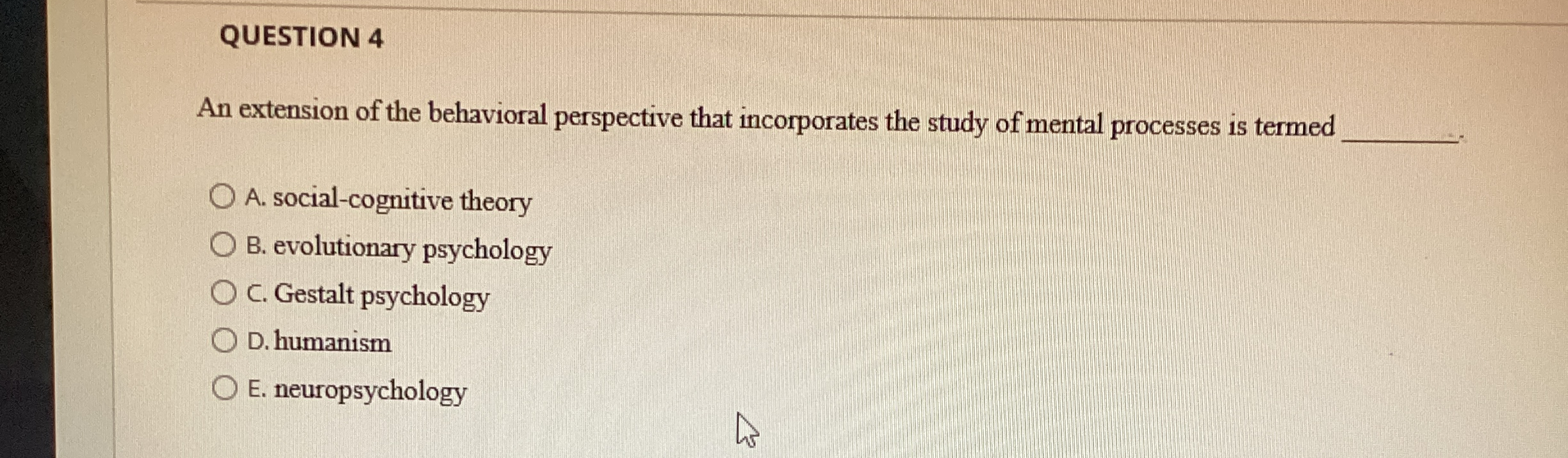 Solved QUESTION 4An extension of the behavioral perspective | Chegg.com