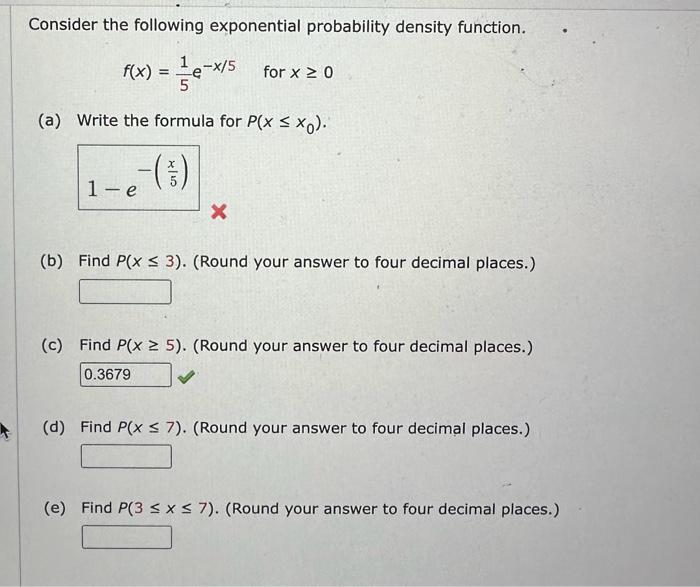 Solved Consider the following exponential probability | Chegg.com